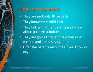 Returning to School After Traumatic Brain Injury (TBI) | PPTX