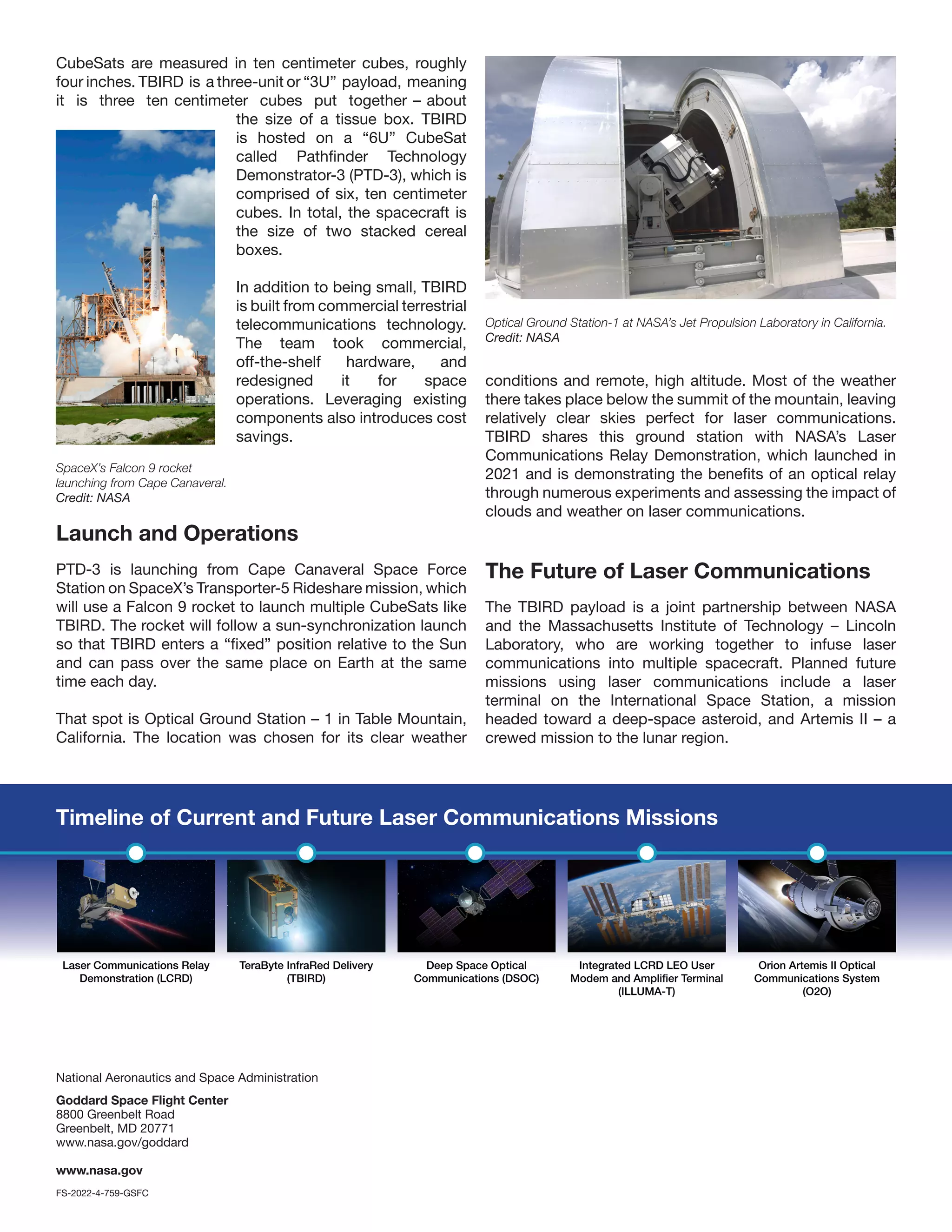 NASA TBIRD (TeraByte InfraRed Delivery) | PDF
