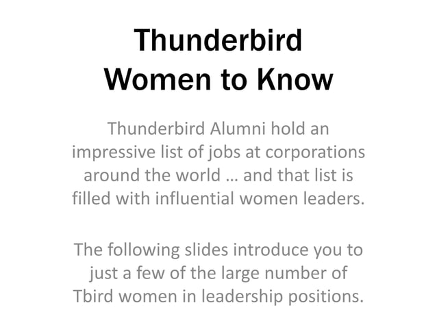 Thunderbird Women to Know | PPT