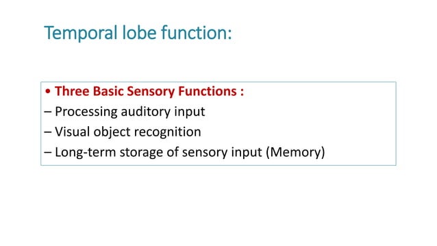 Traumatic Brain Injury to temporal lobe and cognitive rehabilitation | PPT
