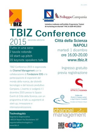 Tutto in una sera: TBIZ Conference 2015 | PDF