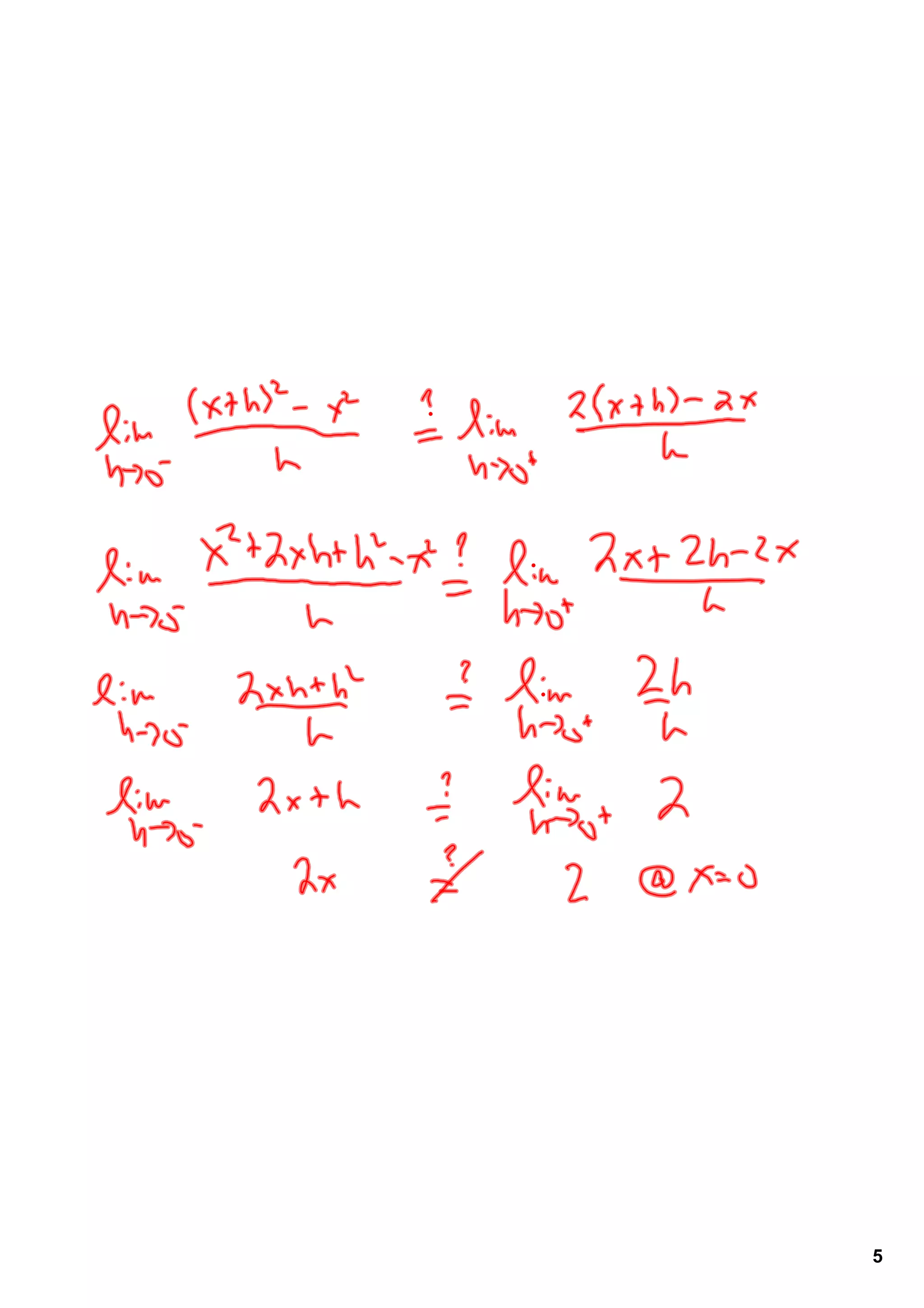 preCalculus: Intro to Calc 2 5, Existence of f prime? | PDF