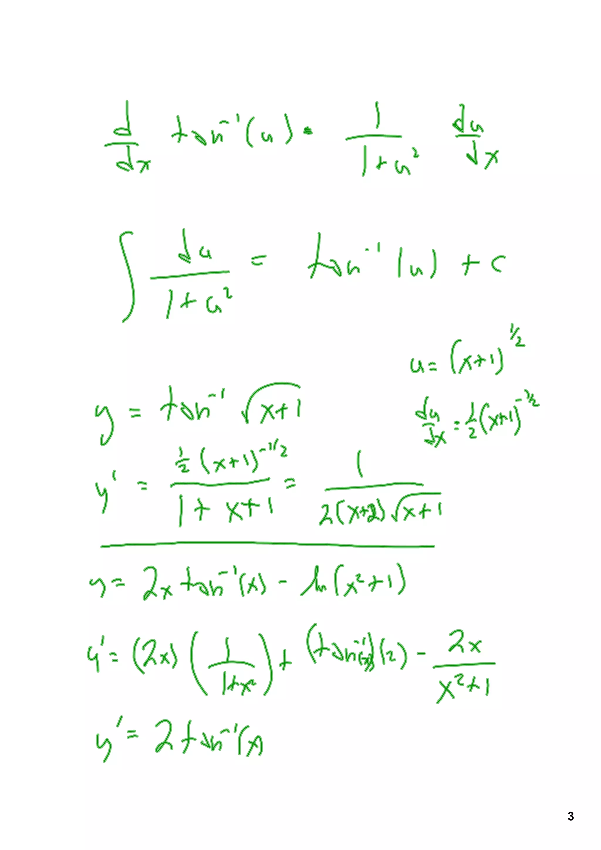 ap calculus bc 803: arc tangent derivatives | PDF