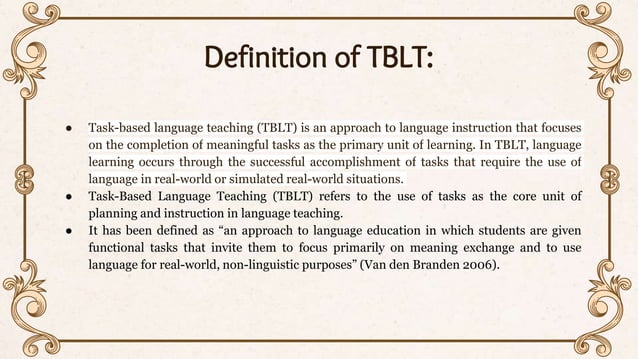 Task- Based Language Teaching (TBLT) .pptx | Homework and Study | Education