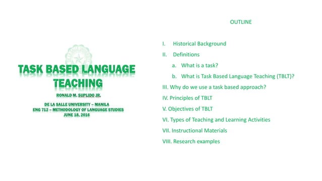 Task-Based Language Teaching (TBLT) | PPTX