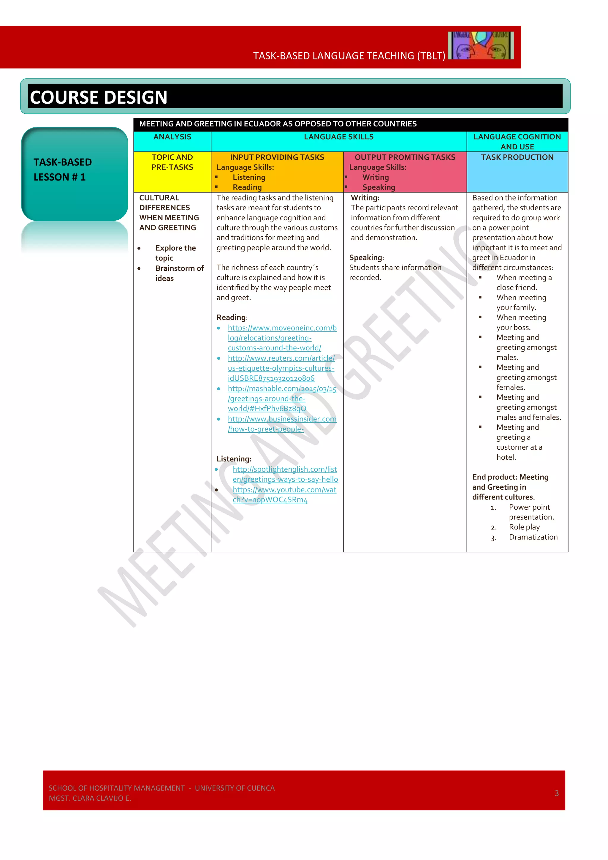 Tblt instruction through cbi for first english level hospitality ...