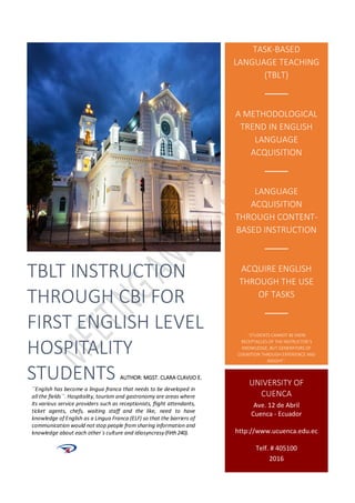 Tblt instruction through cbi for first english level hospitality ...