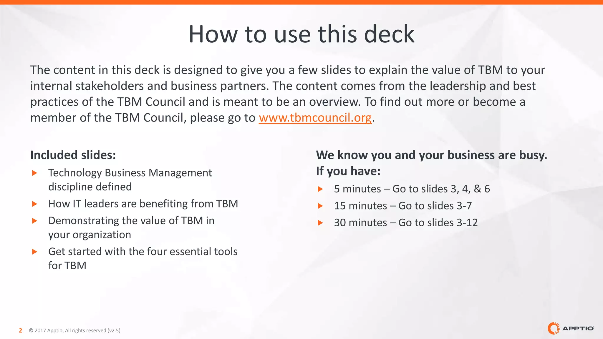 Bringing the Benefits of TBM to Your Organization | PPTX