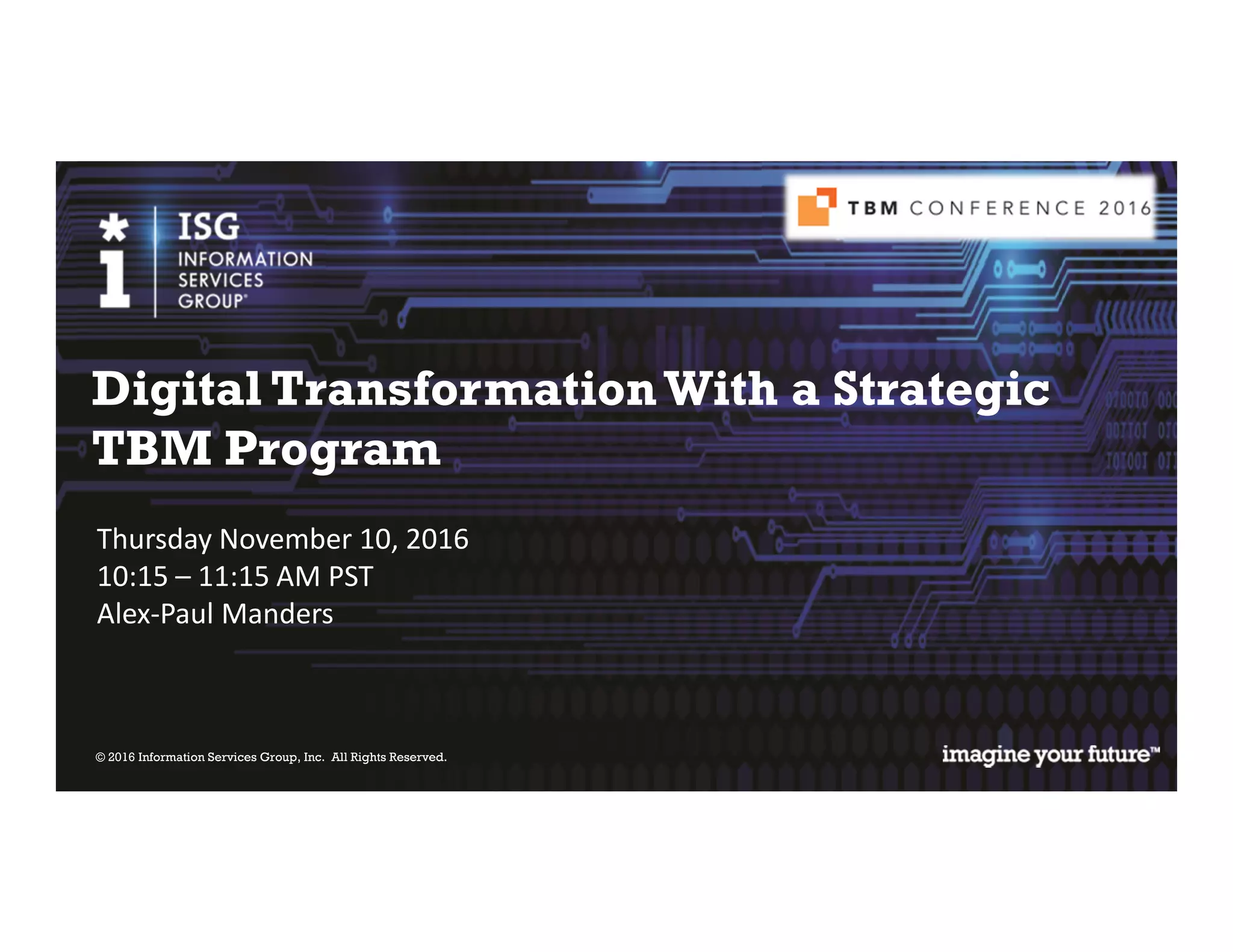 Technology Business Management (TBM) - Achieving Digital Strategy | PDF