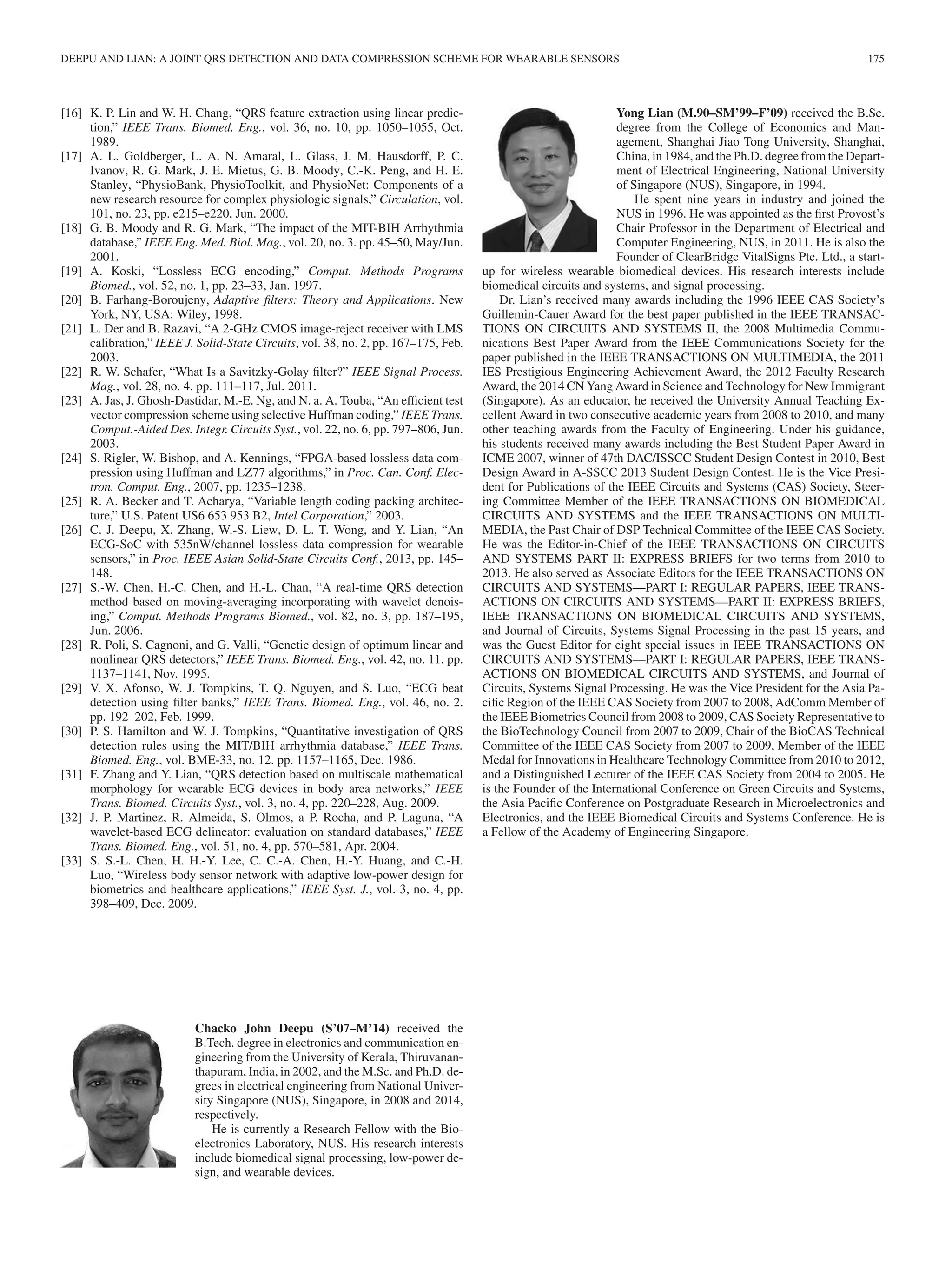 A Joint QRS Detection and Data Compression Scheme for Wearable Sensors | PDF