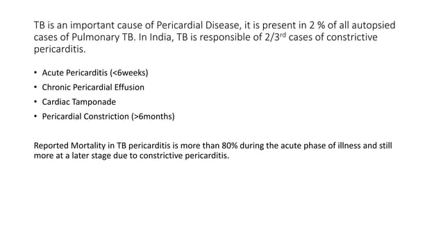 TB Pericarditis.pptx | Heart and Cardiovascular Diseases | Diseases and ...