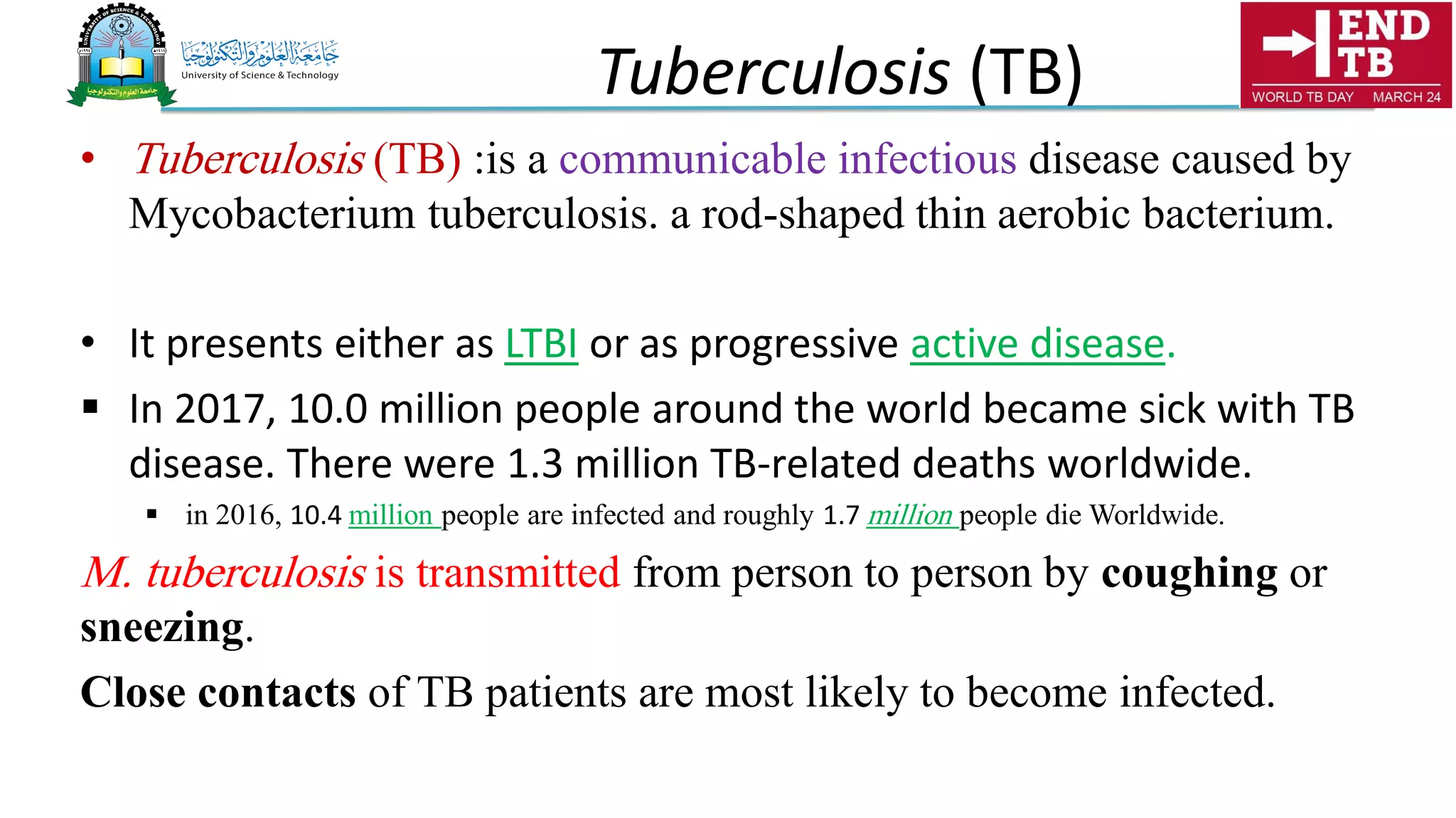Tuberculosis (TB): clinical background,diagnosis and management | PDF