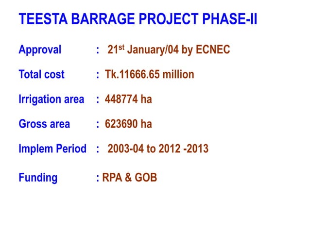 Teesta Barrage Project | PPTX | Agriculture | Industries
