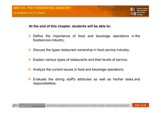 Food and Beverage Management - Unit 1 | PDF