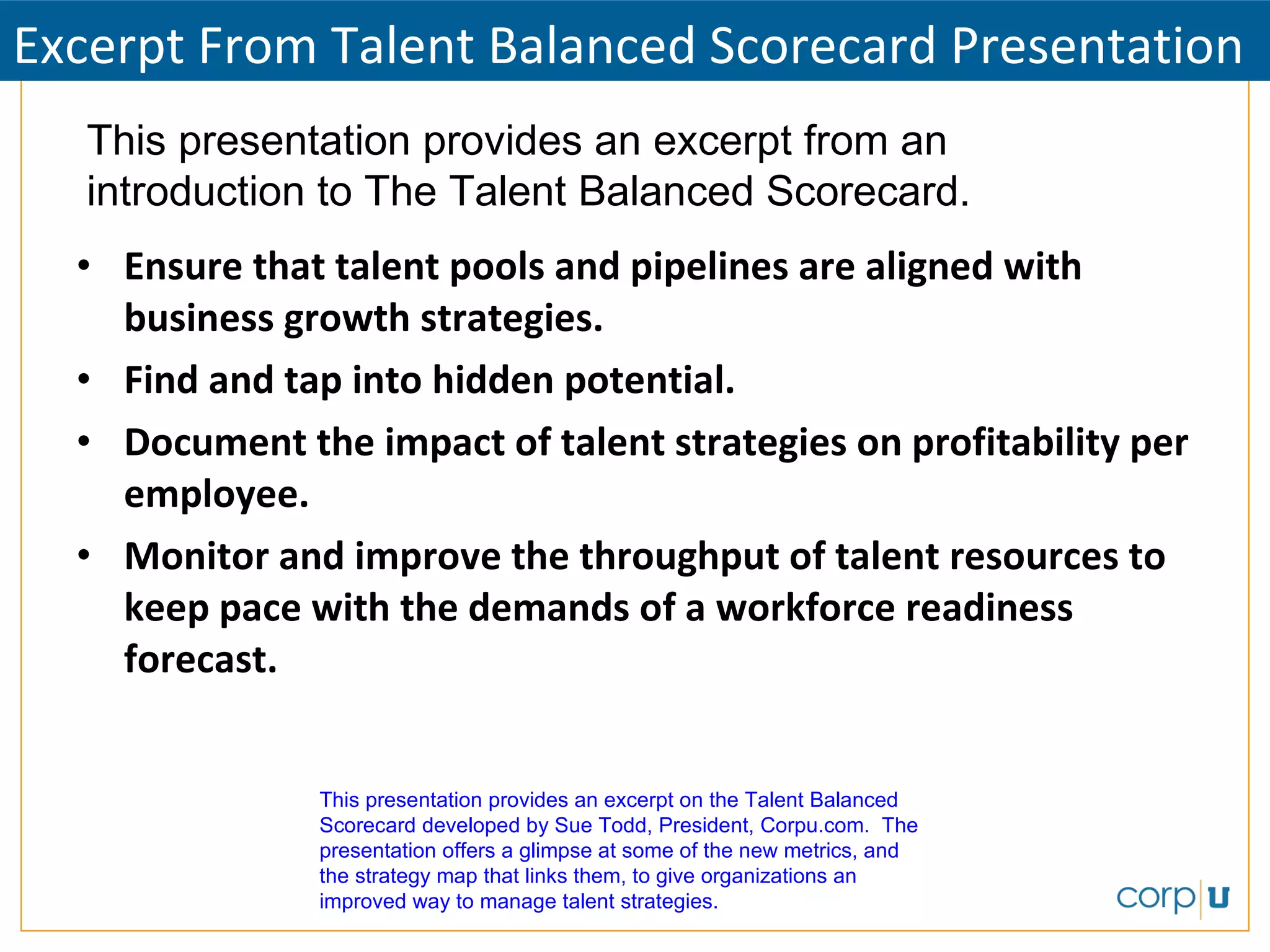 Talent Balanced Scorecard | PPT