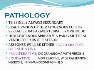 tuberculosis of spine powerpoint presentation | PPTX