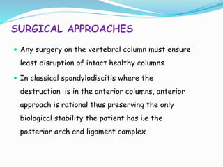 spine surgical approaches along with tb spine complications | PPTX