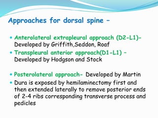 spine surgical approaches along with tb spine complications | PPTX