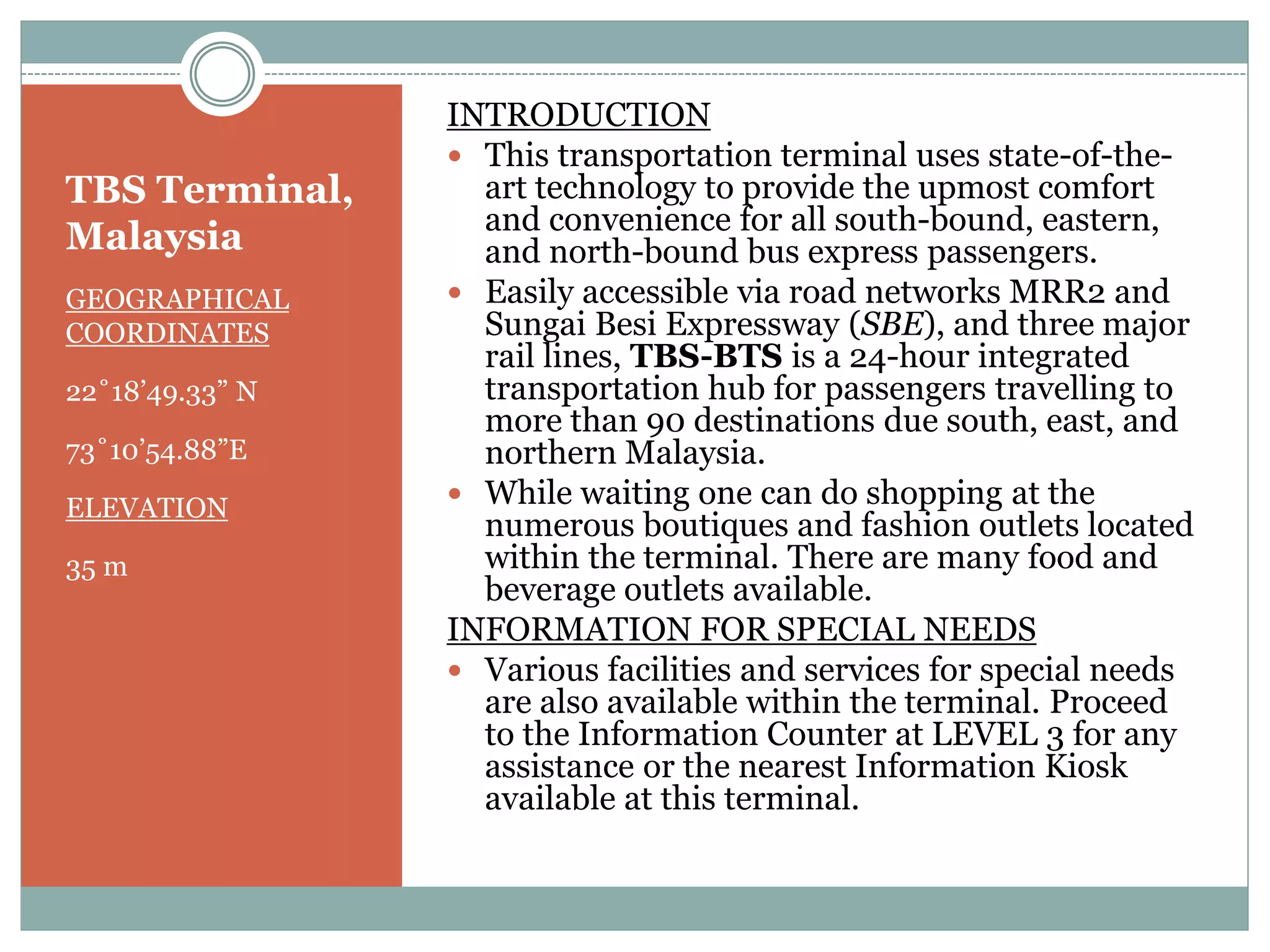 Tbs terminal, Malaysia | PPTX