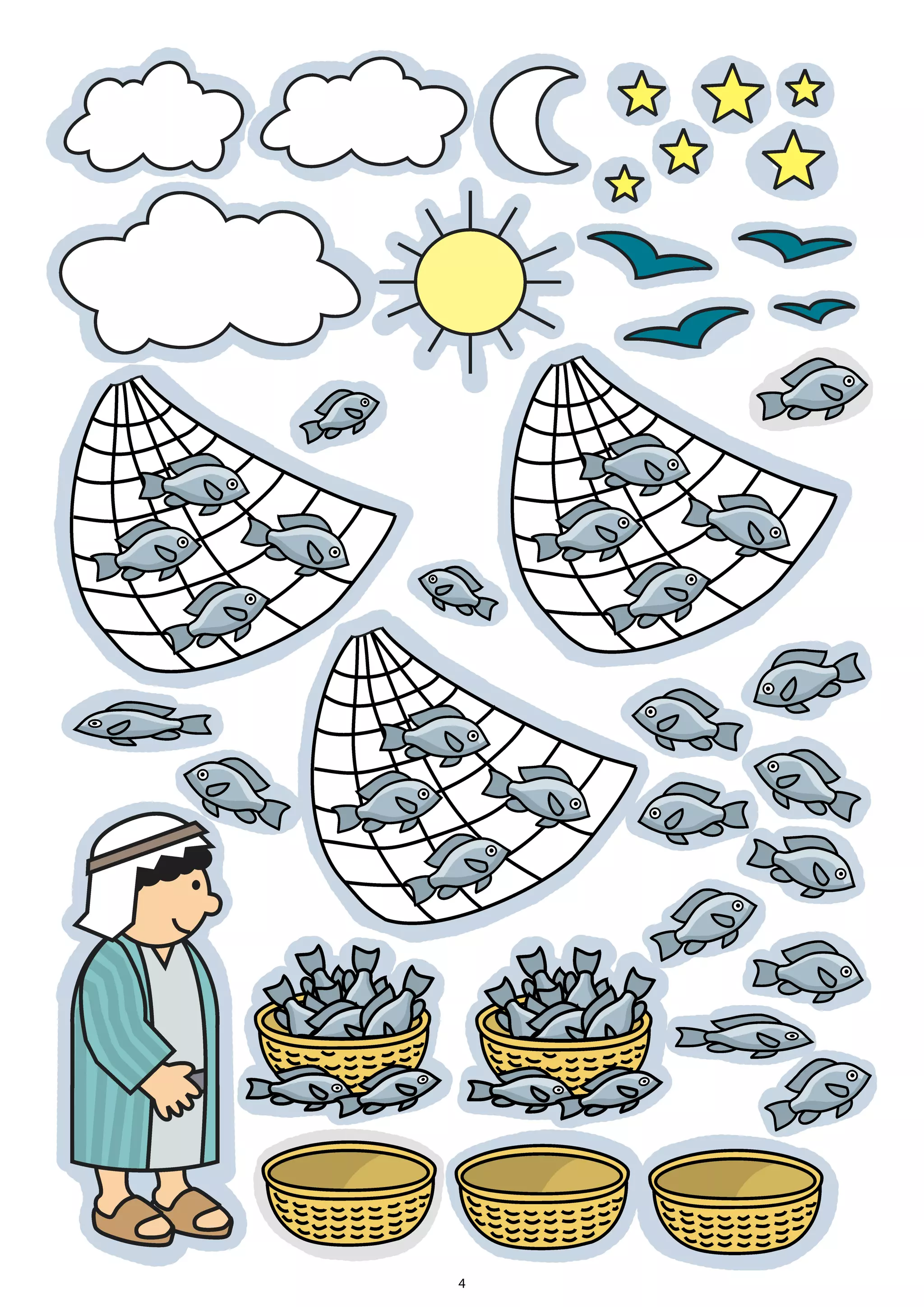 Color Flannelgraph: Fish! And More Fish! | PDF
