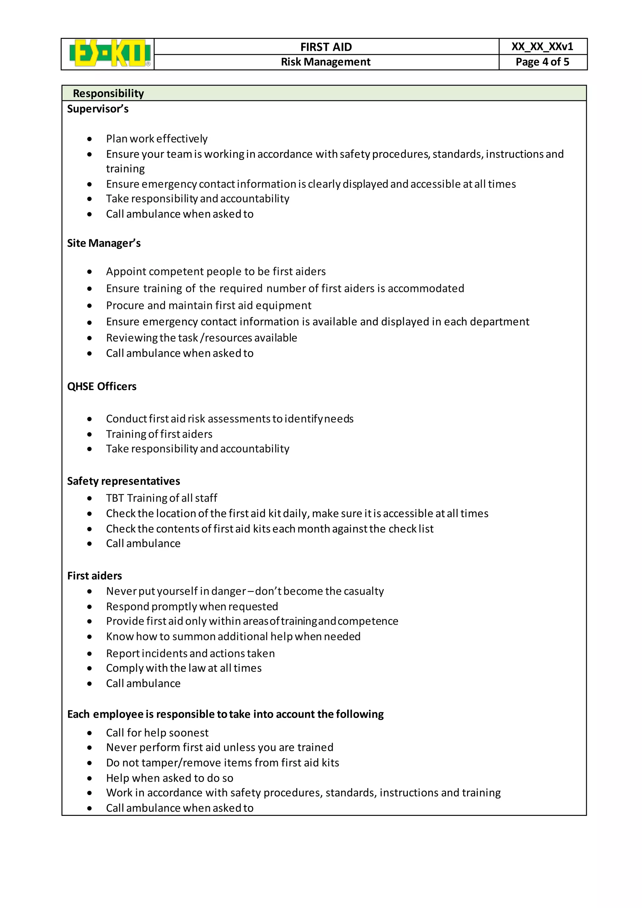 Tbt first aid | DOCX