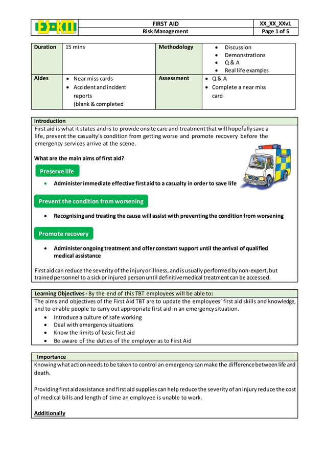 Tbt first aid | DOCX
