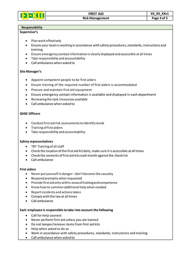 Tbt first aid | DOCX