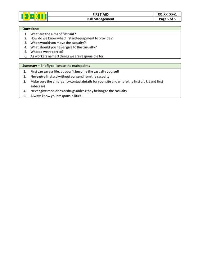 Tbt first aid | DOCX