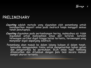 Gophering and Glory Hole Underground Mining | PPT