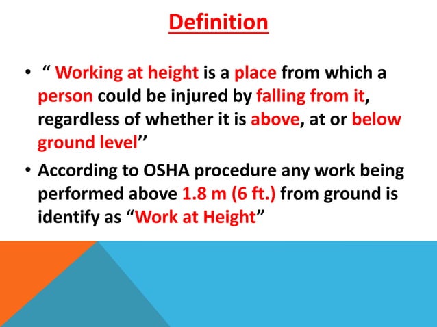 TBT on Working at Height.ppt | Track and Field | Sports