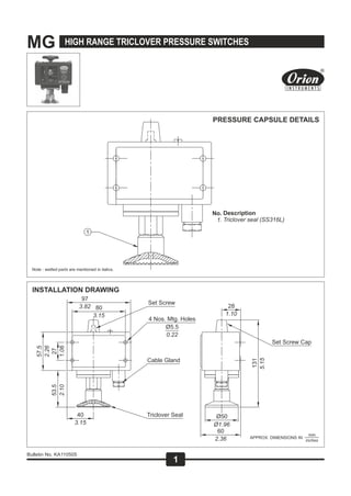 TC end High Range Pressure Switches MG Series | PDF