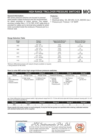 TC end High Range Pressure Switches MG Series | PDF