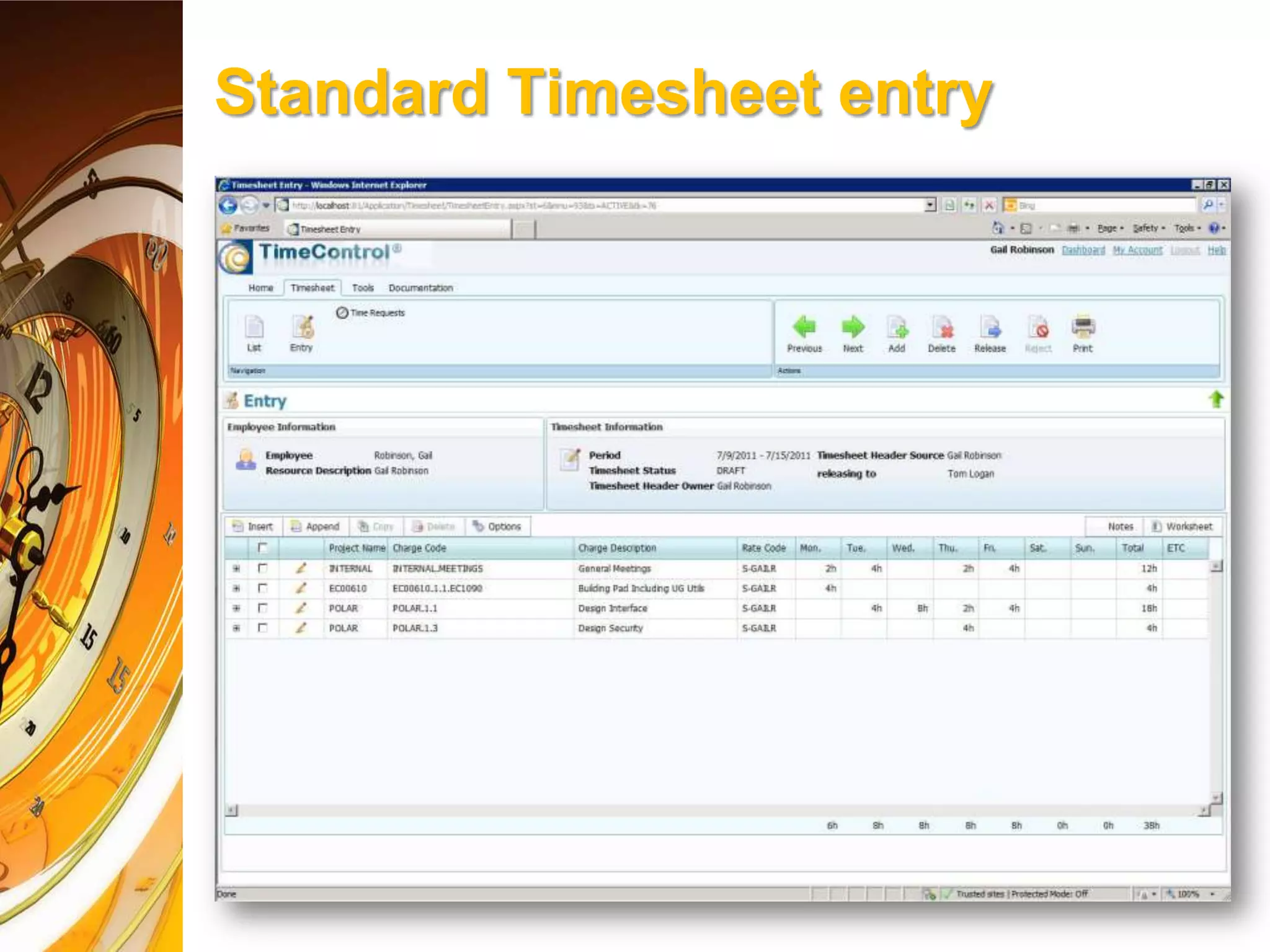 TimeControl timesheet - entry in percentage | PPTX | Technology & Computing