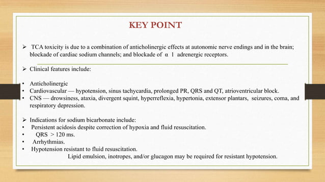 Tricyclic antidepressants poisoning PowerPoint | PPTX