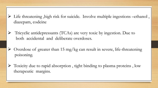 Tricyclic antidepressants poisoning PowerPoint | PPTX