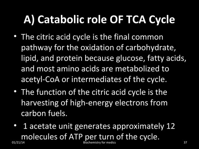 TCA cycle- steps, regulation and significance | PPT | Chemistry | Science