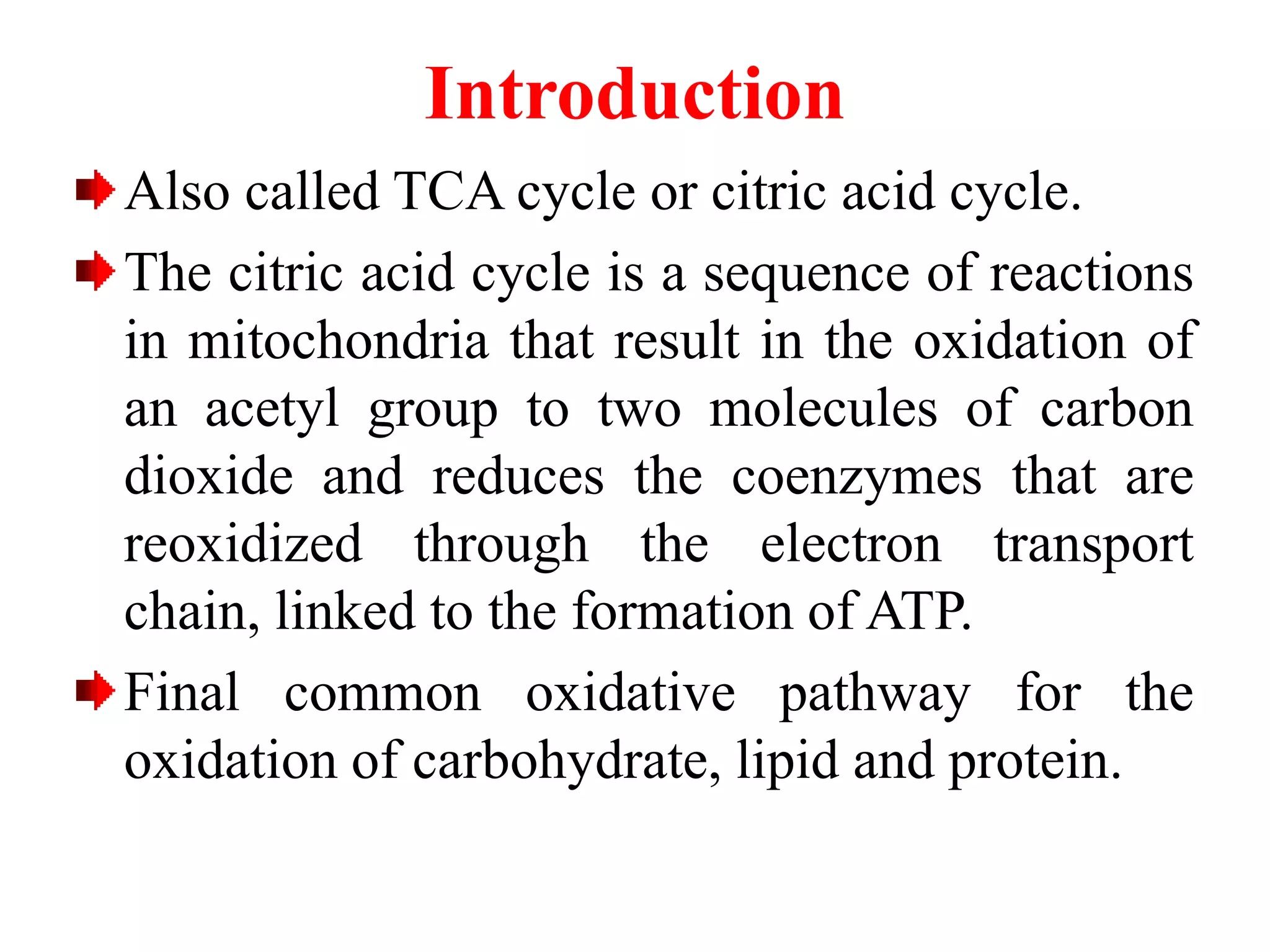 TCA cycle/Krebs cycle/Citric acid cycle | PPTX