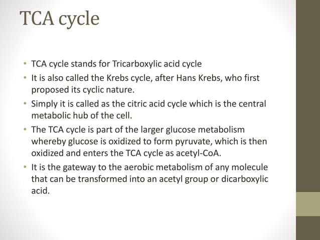 TCA cycle (Tricarboxylic acid cycle) | PDF | Endocrine and Metabolic ...