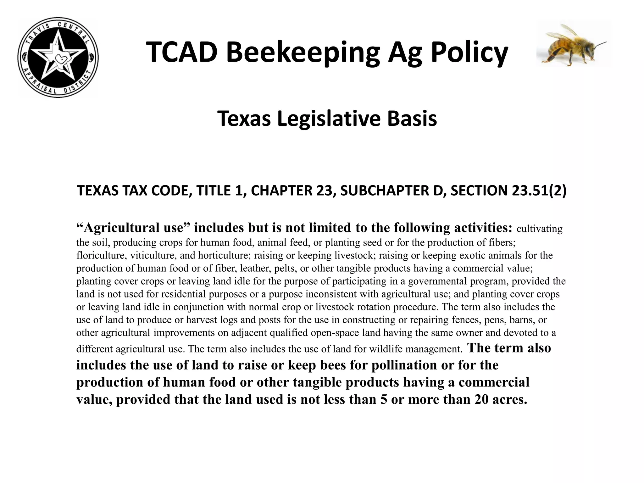 TCAD beekeeping ag policy | PDF | Agriculture | Industries