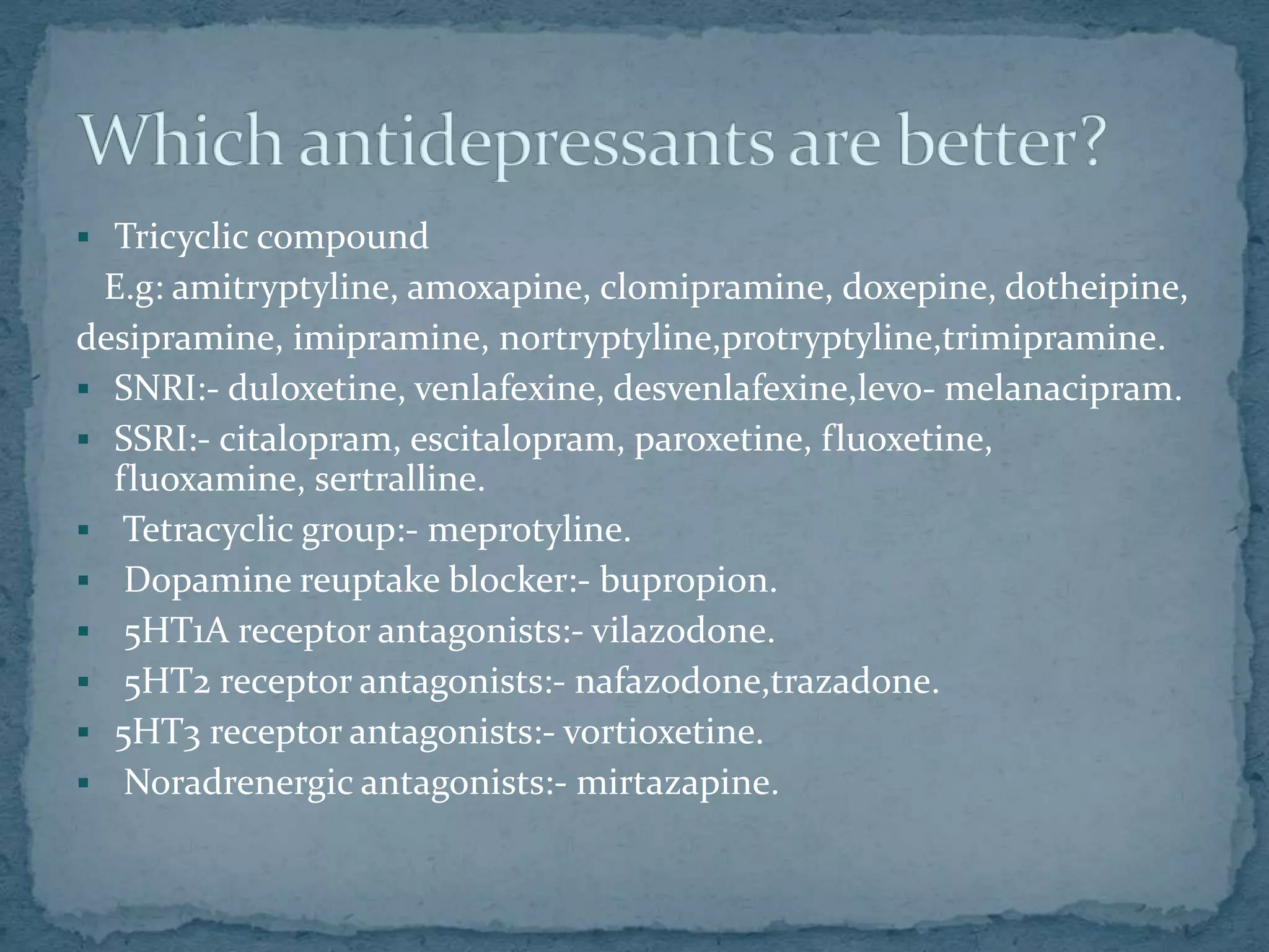 Role of Tricyclic AntiDepressant to break the Triad of Depression ...