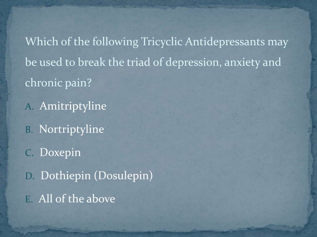 Role of Tricyclic AntiDepressant to break the Triad of Depression ...