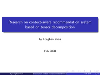 Tensor-based recommendation system | PDF