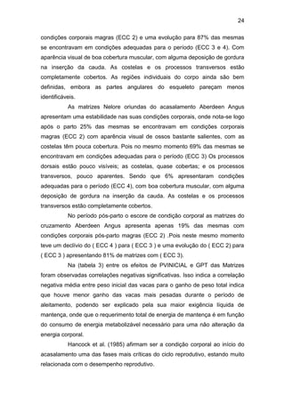 Avaliação de escore condição corporal (ECC) de matrizes zebuínas com ...