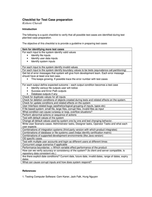 Tc Checklist | PDF