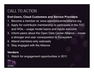 Open Data Center Alliance Workgroups, Usage Models and Roadmap Structure | PDF