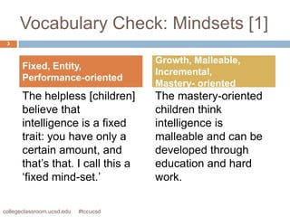 College Classroom - Week 5: Fixed/Growth Mindsets and Assessment that ...