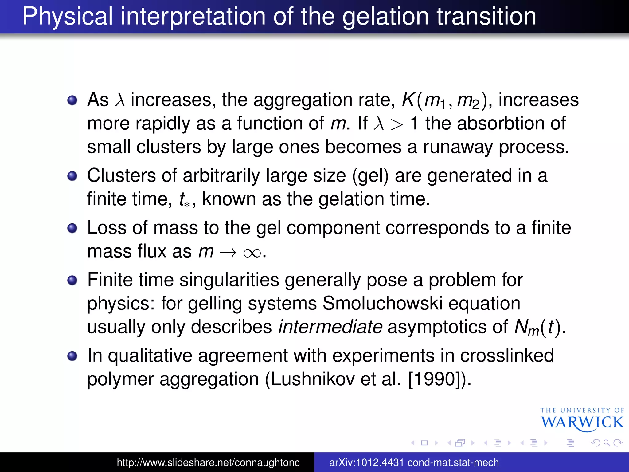 Nonequilibrium statistical mechanics of cluster-cluster aggregation ...