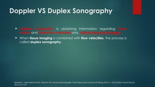 Doppler VS Duplex Sonography, Normal Mean Velocities, Directions ...
