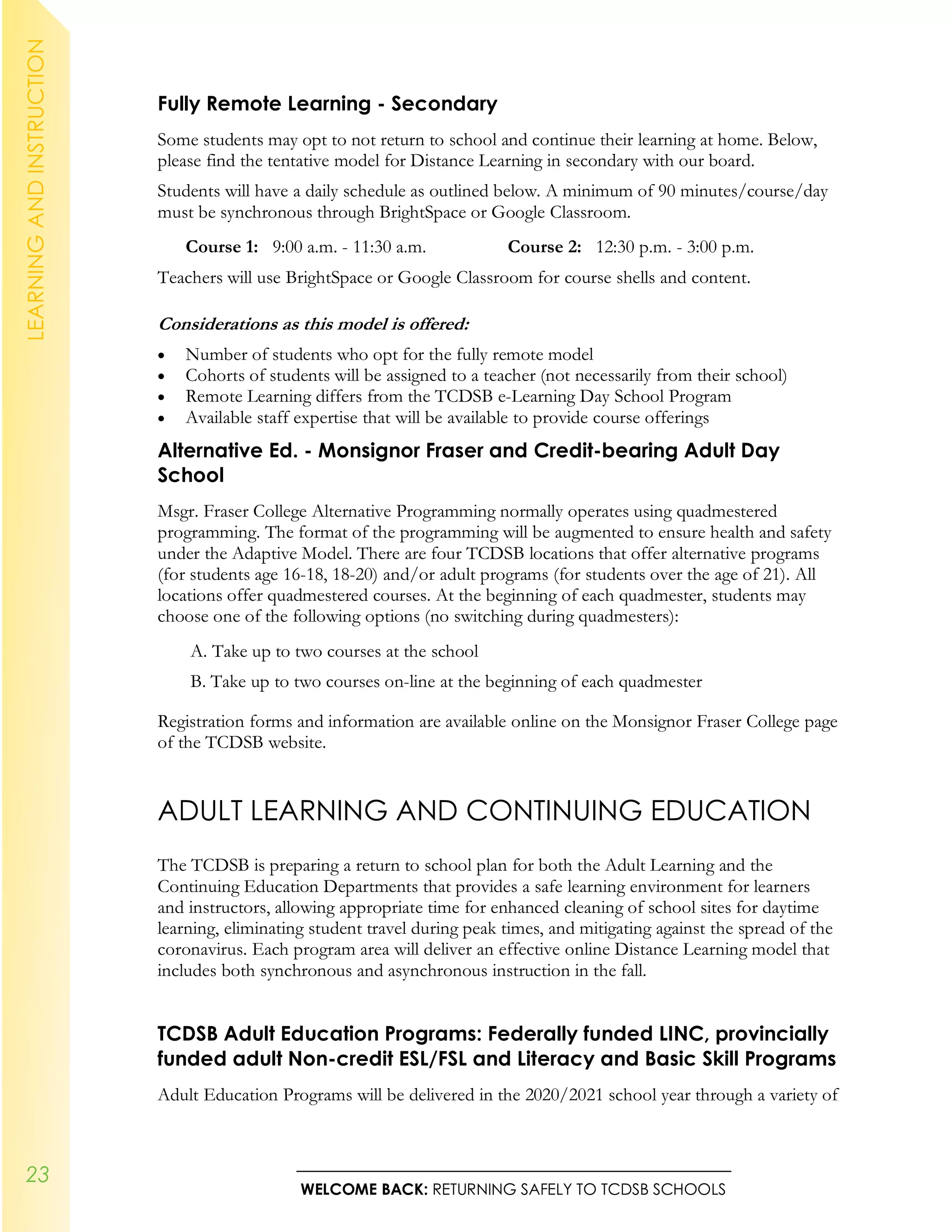 Tcdsb Safe Reopening Schools Action Plan | PDF
