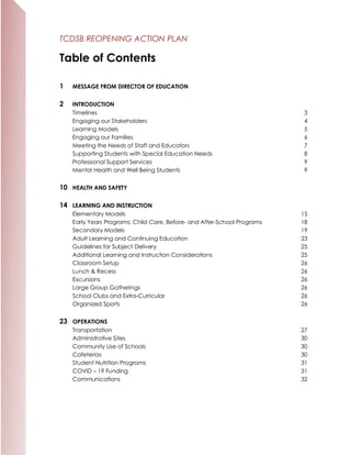 Tcdsb Safe Reopening Schools Action Plan | PDF